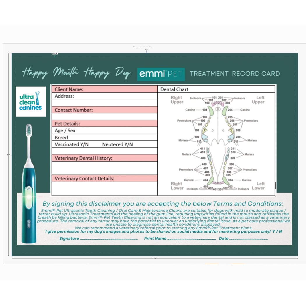emmi®-pet Record Treatment Cards (Downloadable PDF) - Ultra Clean Canines